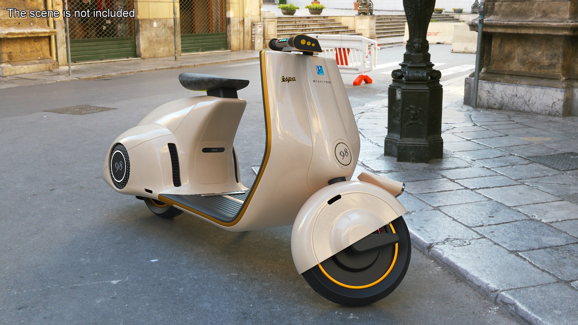 3D Concept Beige Electric Scooter Vespa 98 Lights On Rigged ...