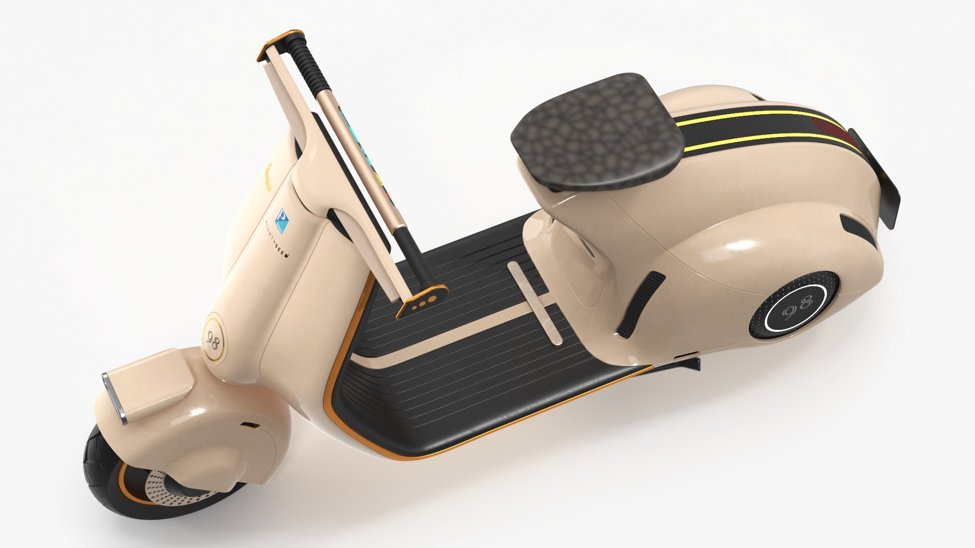 3D Concept Beige Electric Scooter Vespa 98 Lights On Rigged ...