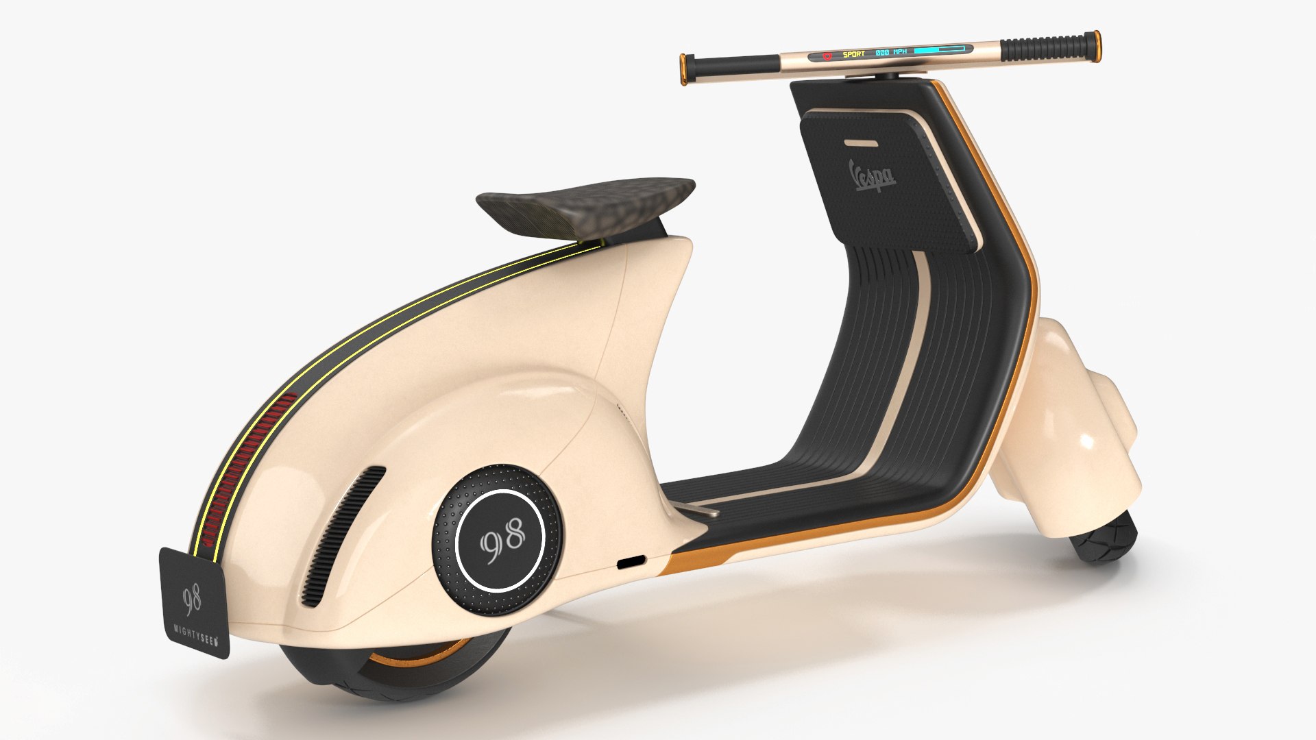 3D Concept Beige Electric Scooter Vespa 98 Lights On Rigged ...