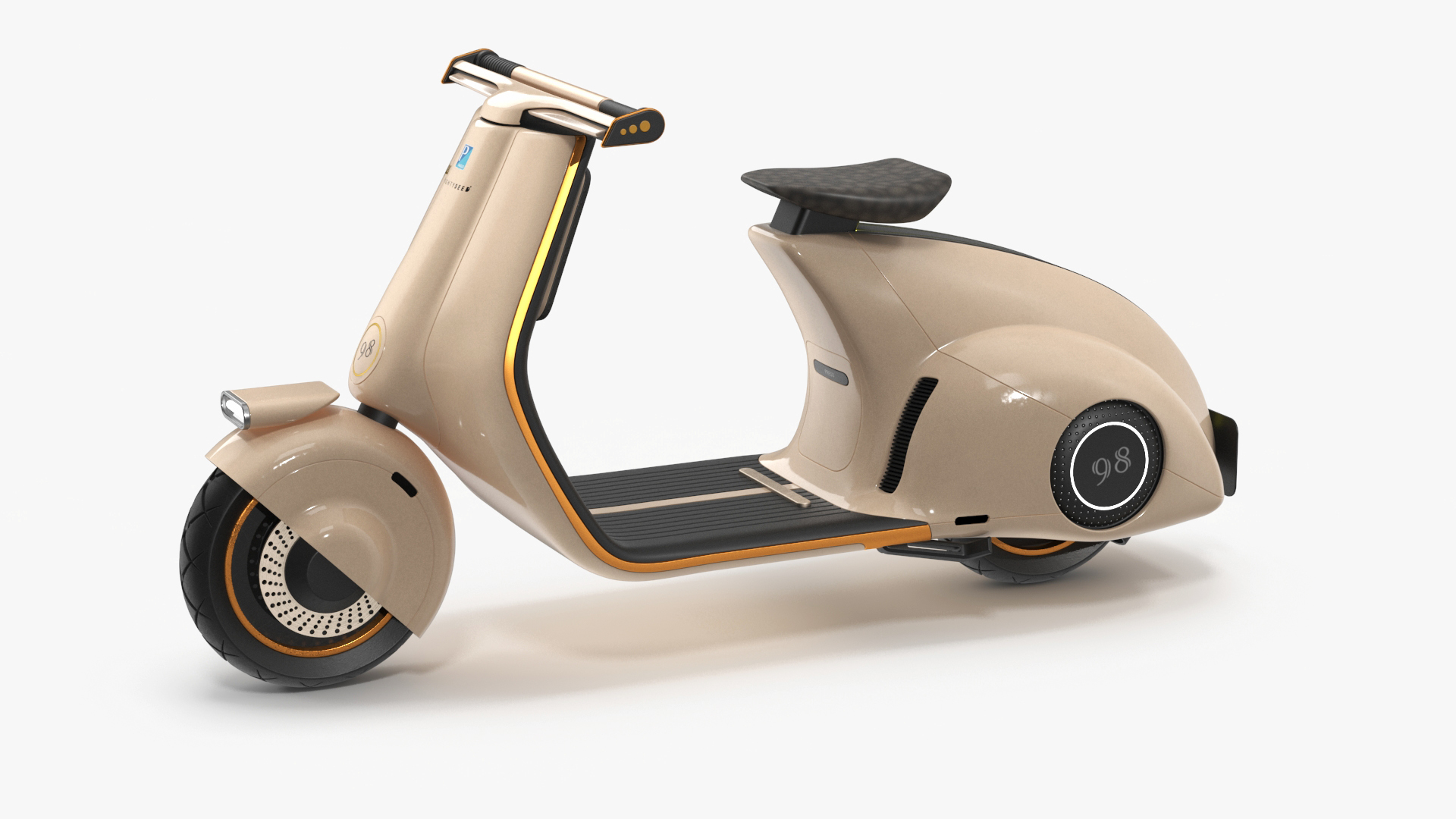 3D Concept Beige Electric Scooter Vespa 98 Lights On Rigged - TurboSquid 2217521