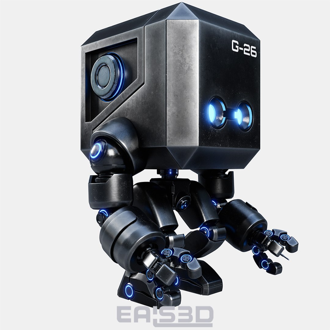 Cute Space Robot Rigged G-26 Metallic Model - TurboSquid 2159455