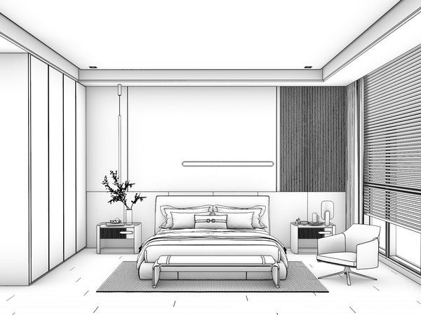 Modern Bedroom 3d Model Turbosquid 1944896