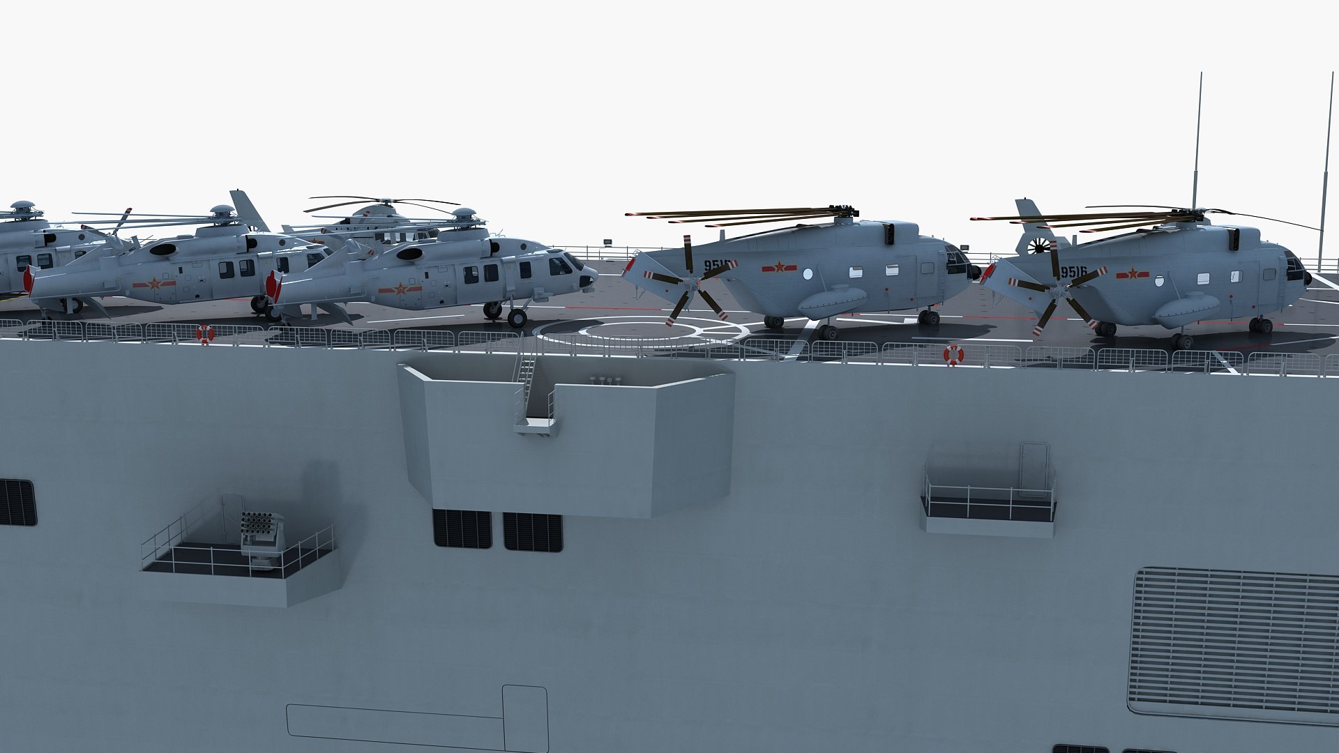 3D China Aircraft Carrier CV17 And CV16 And 075 With Shipboard Aircraft ...