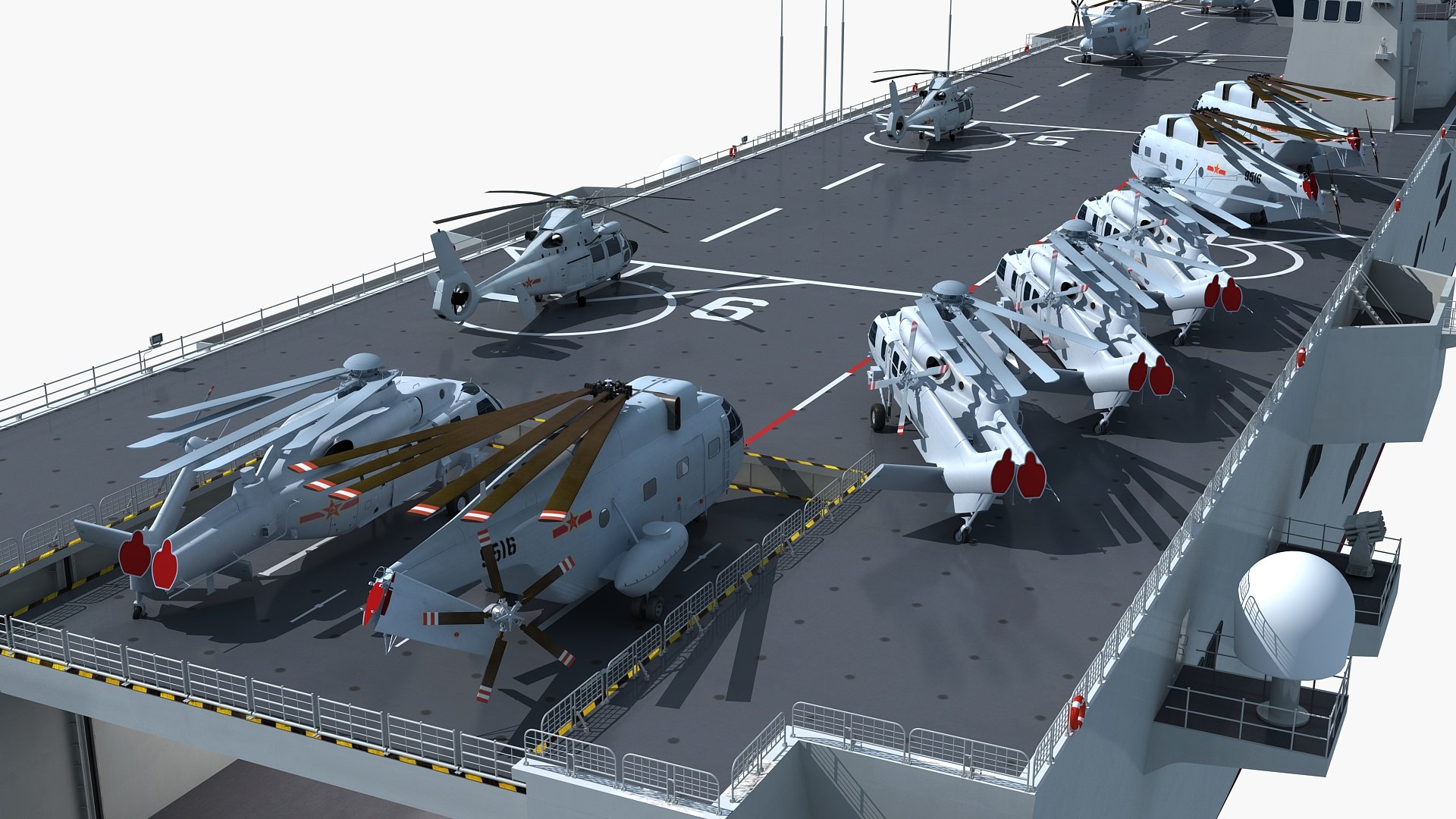 3D China Aircraft Carrier CV17 And CV16 And 075 With Shipboard Aircraft ...