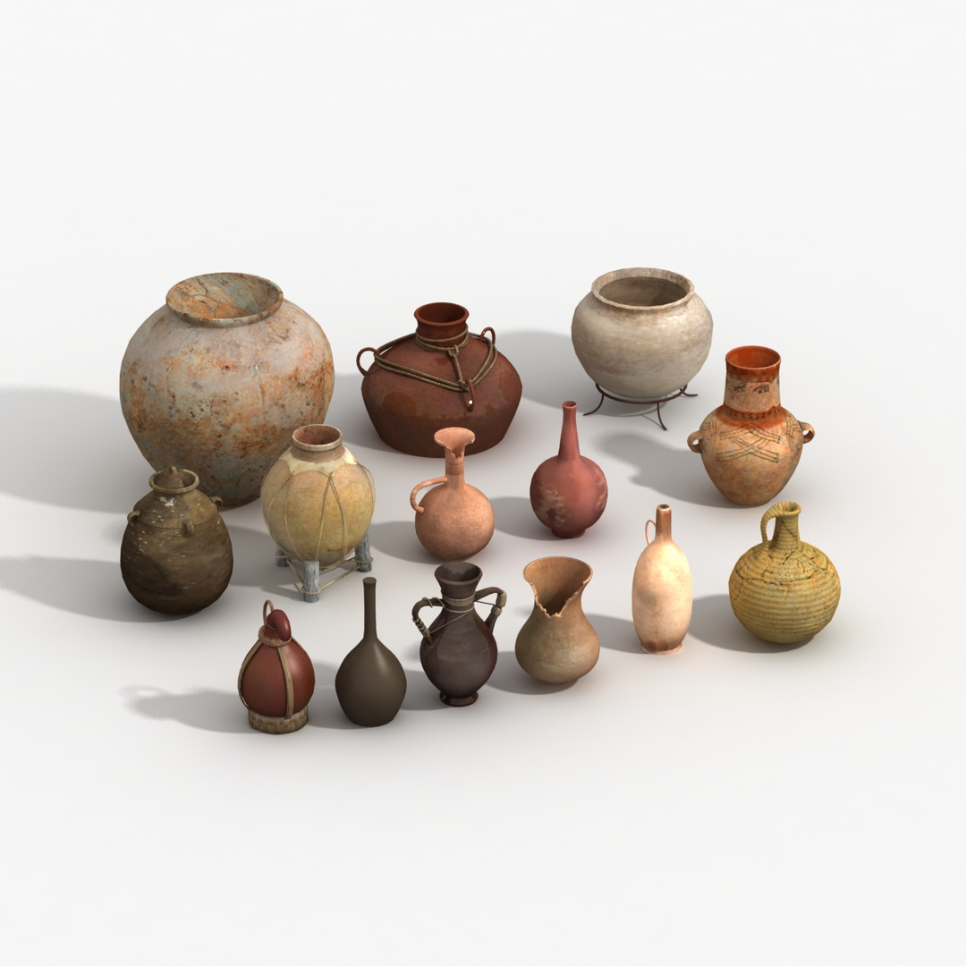 3d model clay pots