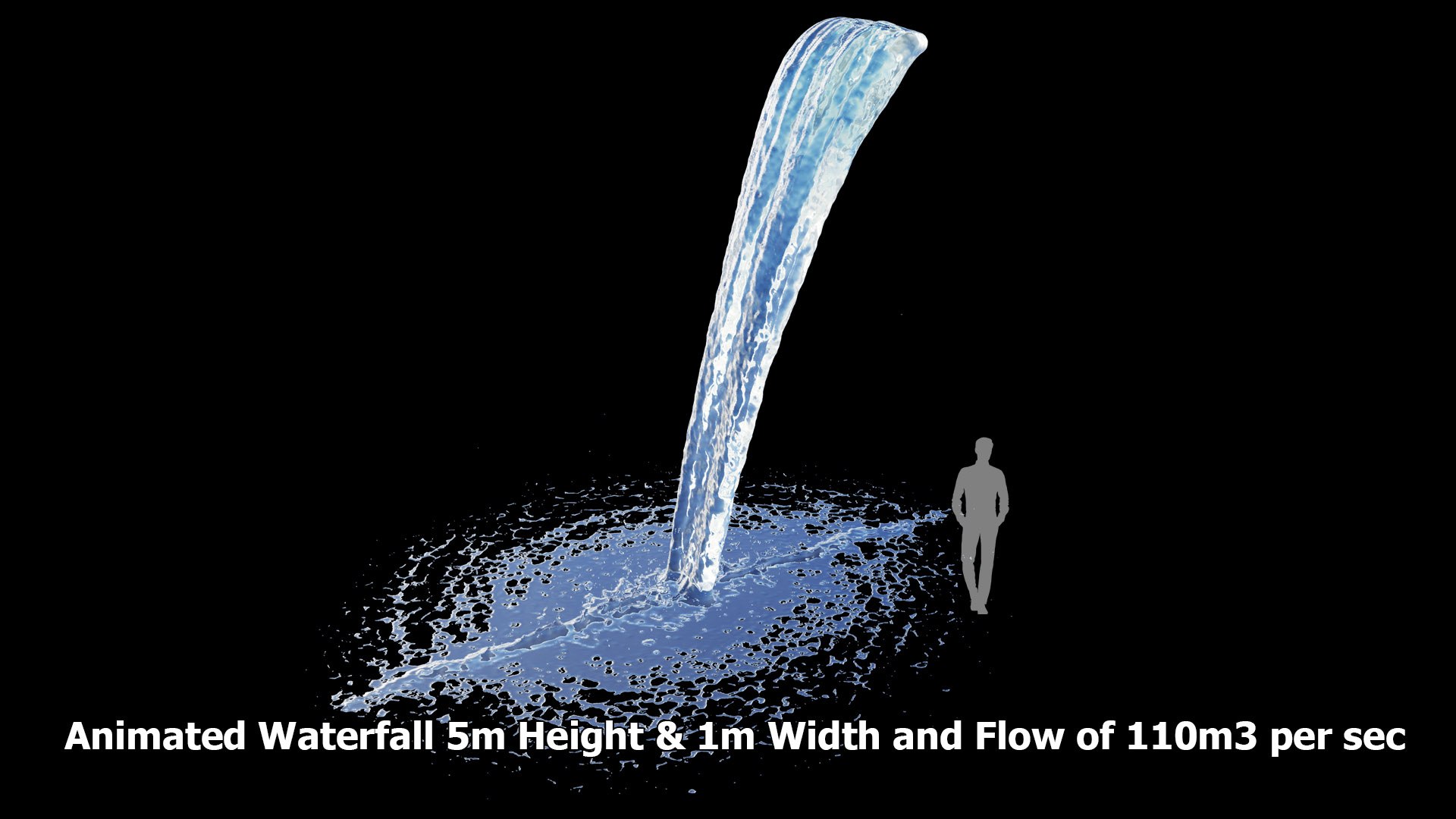 5m Height 1m Width Waterfall With Large Flow - Animation Of 12s At ...