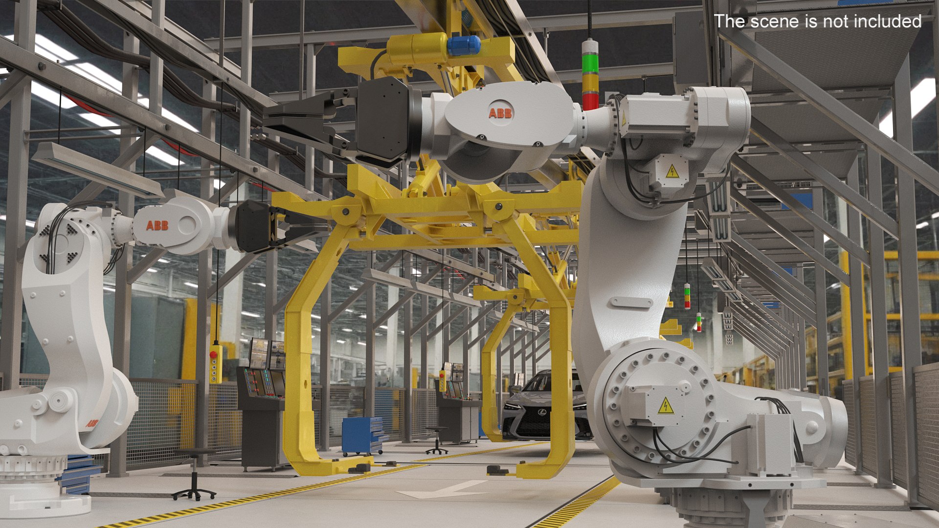 3D ABB 7600 Industrial Robot With Gripper White Rigged Model ...