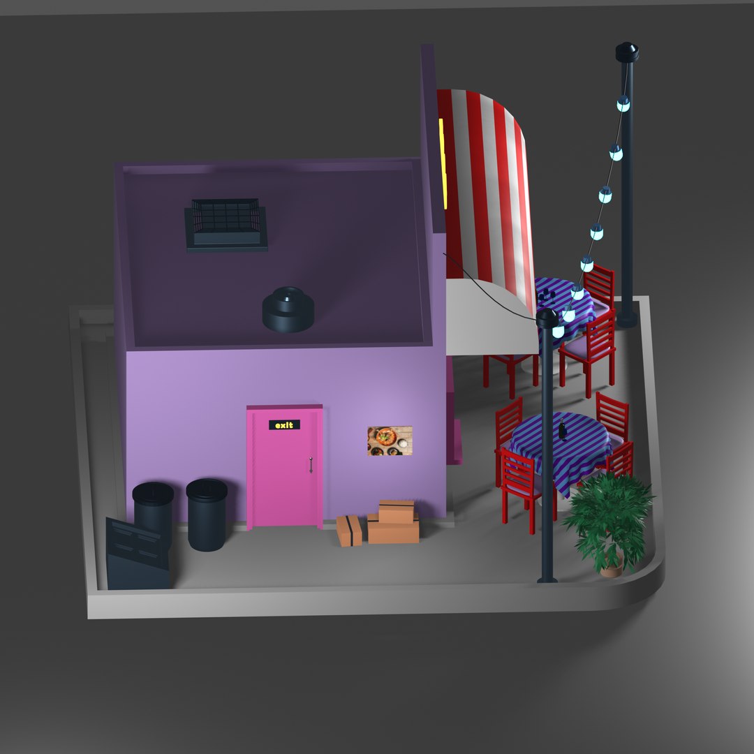 CAFE LOW POLY 3D Model - TurboSquid 1826325