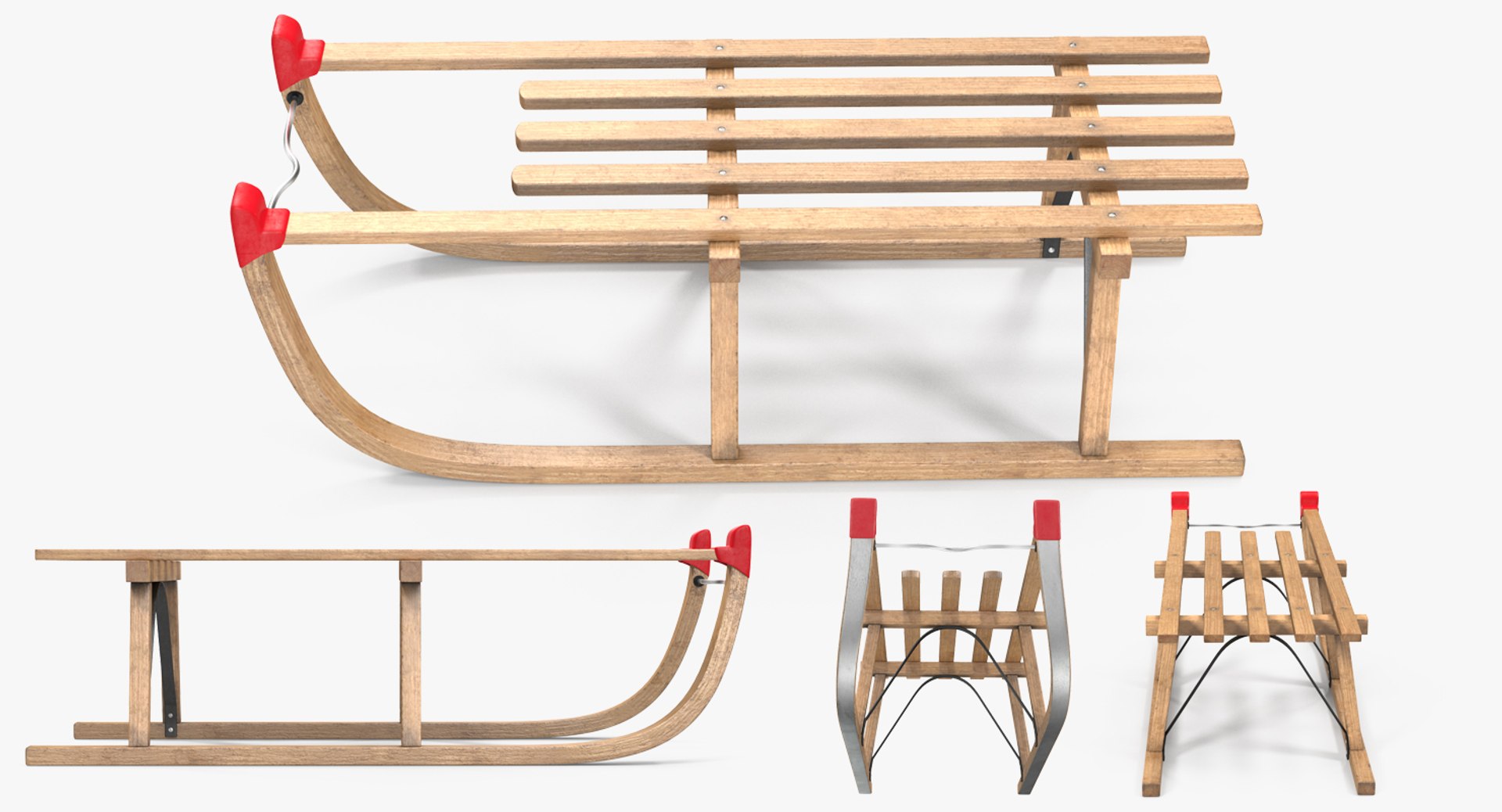 Wooden Sled 3d Model