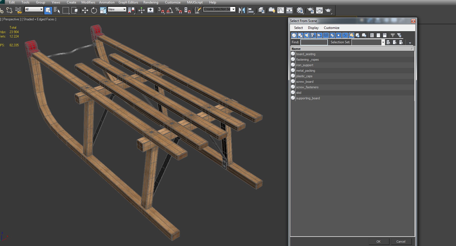 Wooden Sled 3d Model