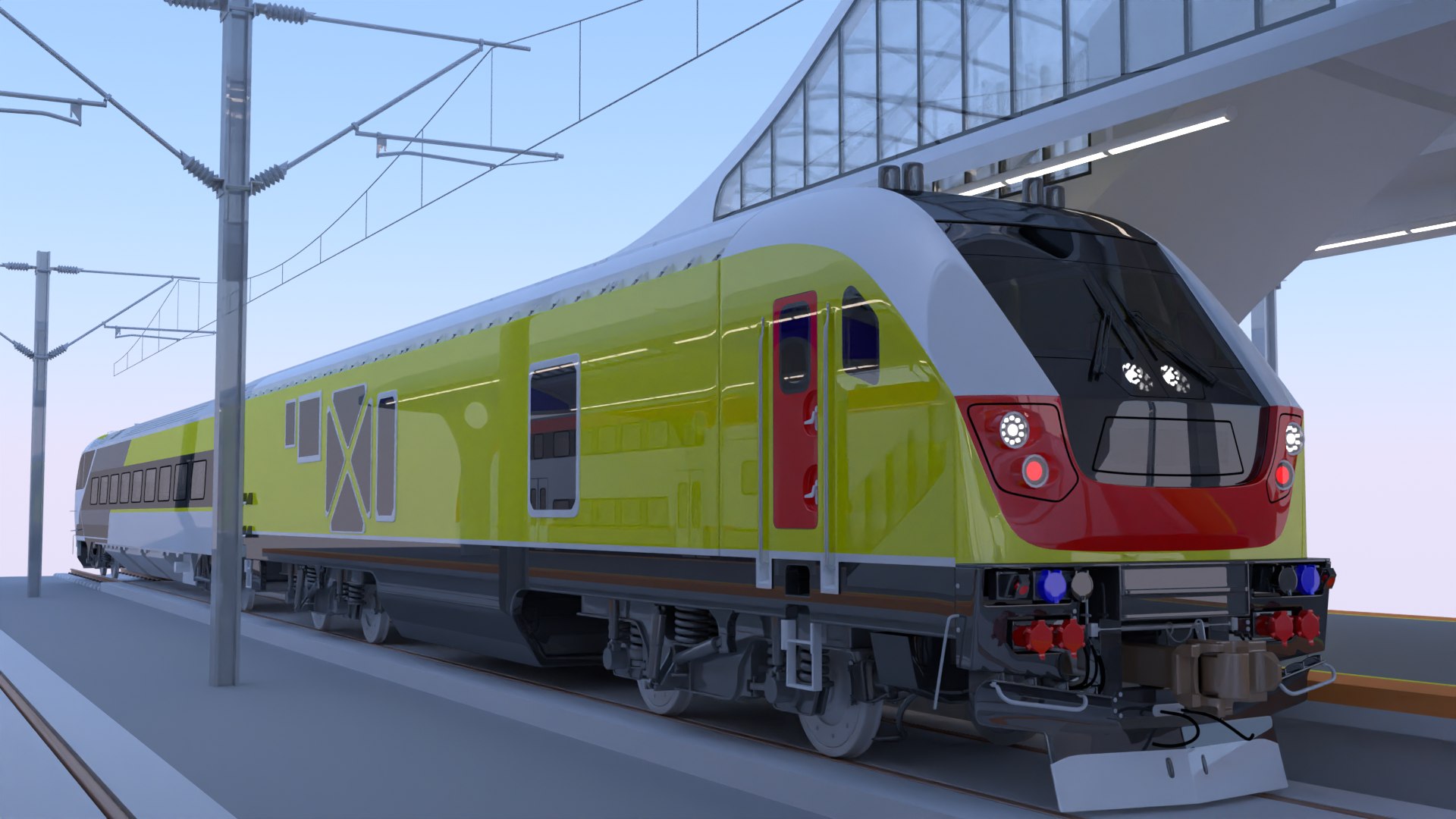 3D Station With American Trains II Model - TurboSquid 2299737