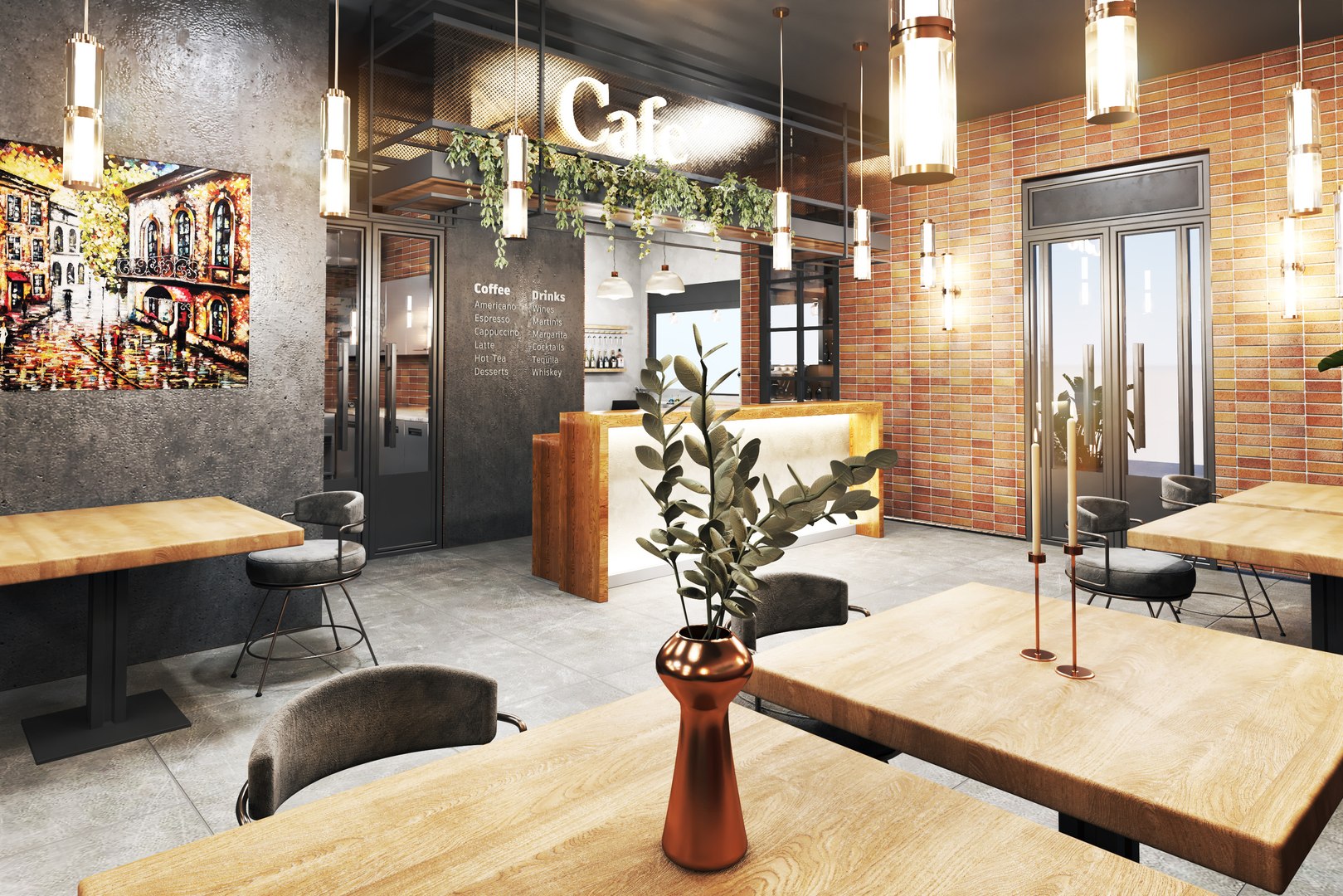 3D Model Cafe Restaurant Scene - TurboSquid 2327631