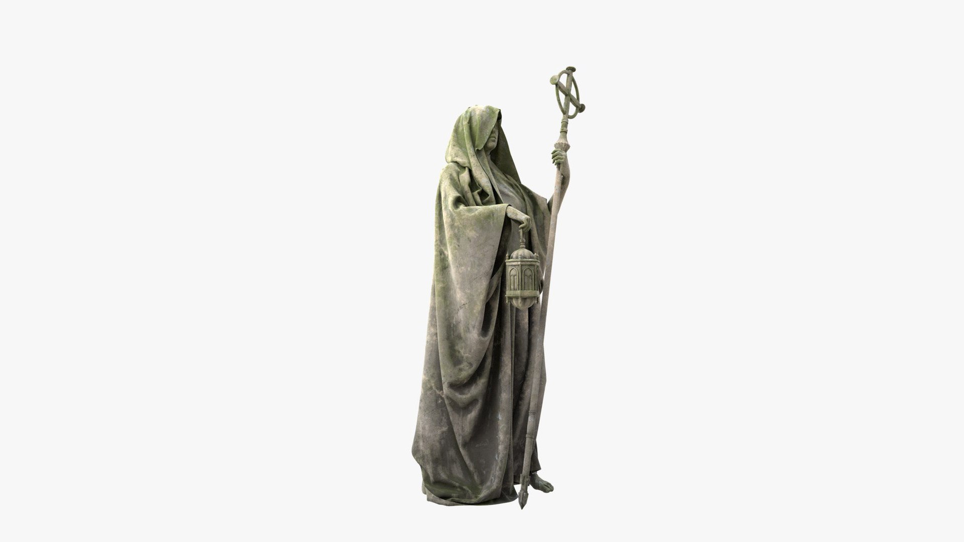 3D Holy Priest Old Mossy Statue Model - TurboSquid 2177247