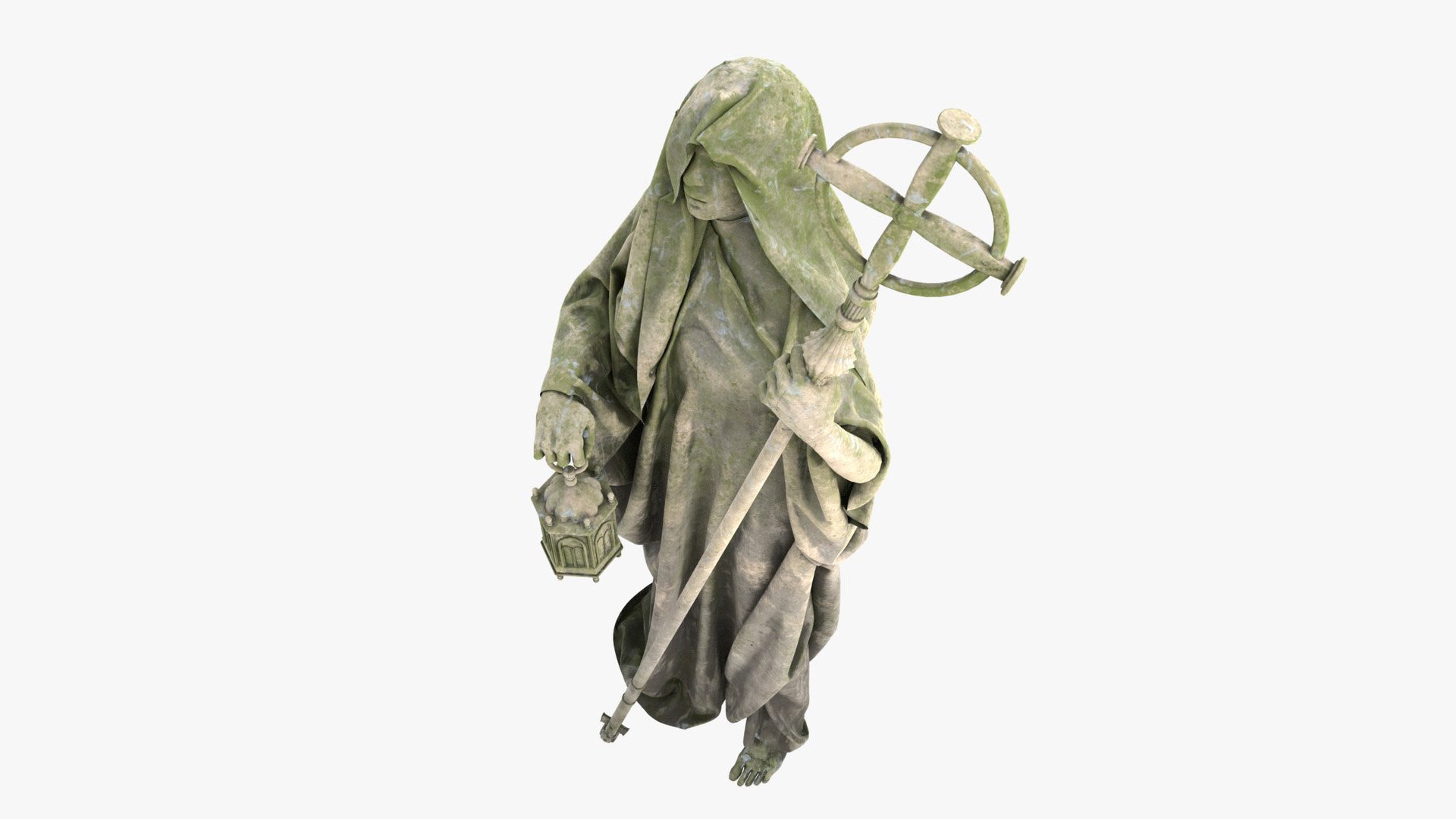 3D Holy Priest Old Mossy Statue Model - TurboSquid 2177247