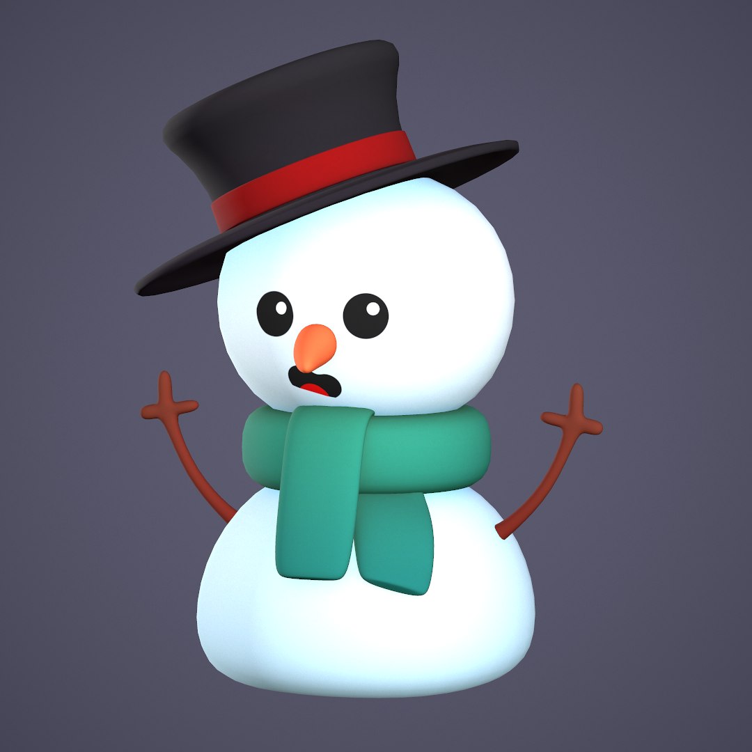 3D Model Snowman Cute Cartoon - TurboSquid 2165578