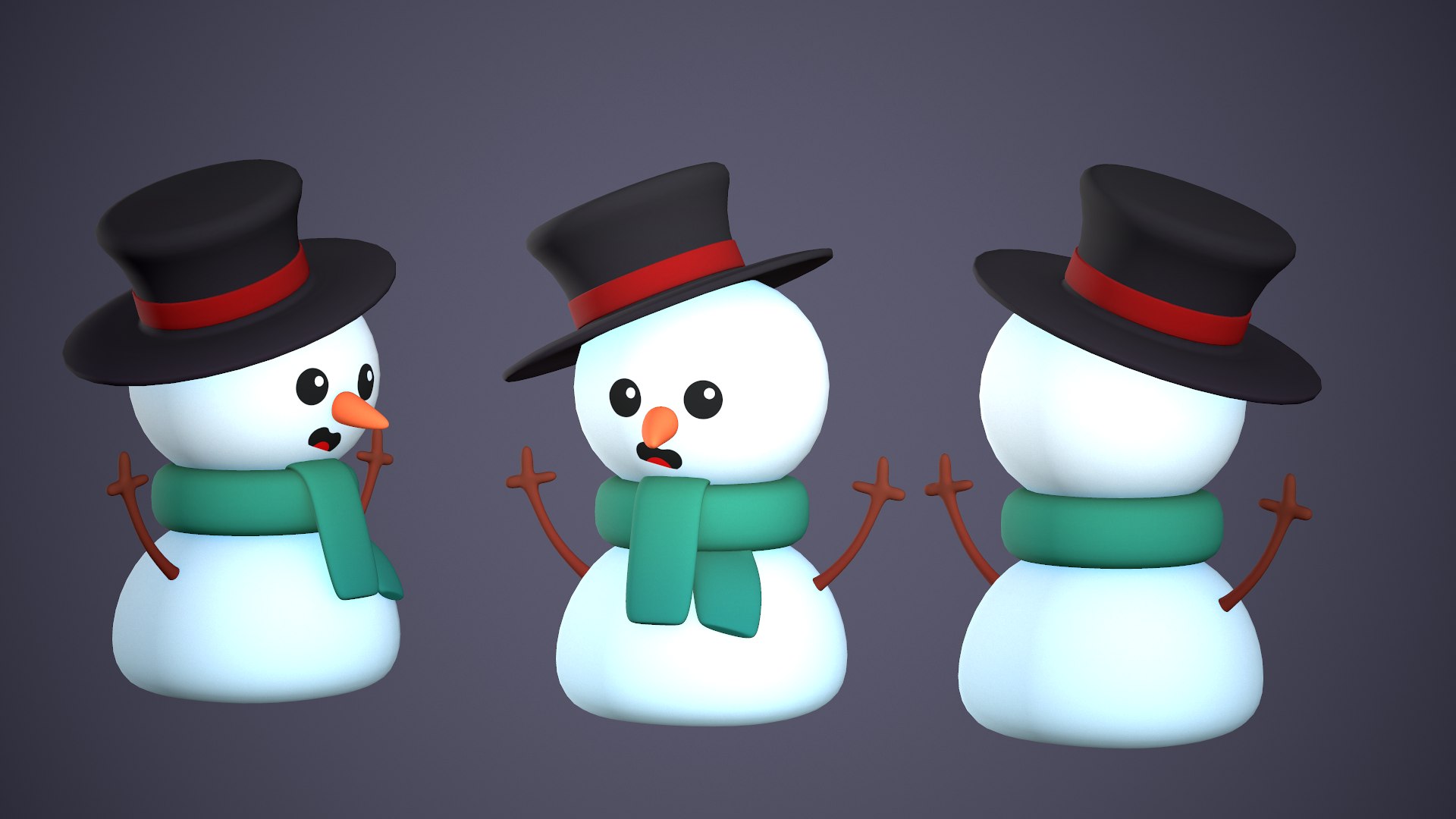 3D Model Snowman Cute Cartoon - TurboSquid 2165578