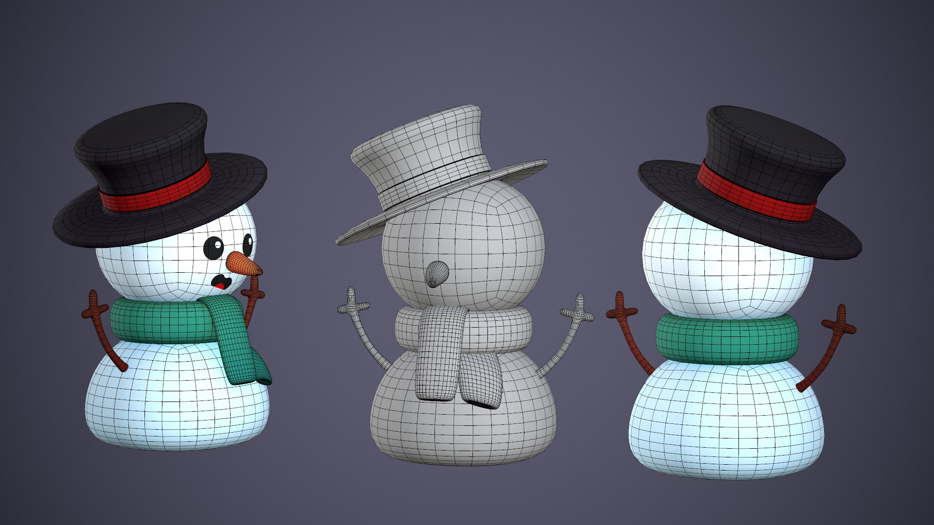 3D Model Snowman Cute Cartoon - TurboSquid 2165578