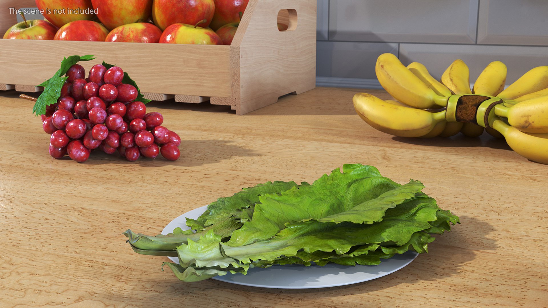 3D Model Lettuce Leaves On Plate - TurboSquid 2209157
