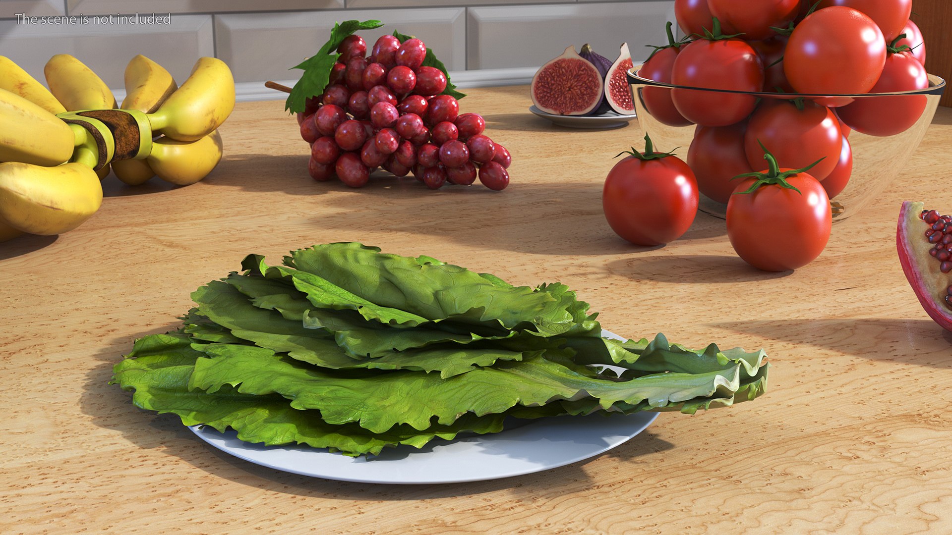3D Model Lettuce Leaves On Plate - TurboSquid 2209157