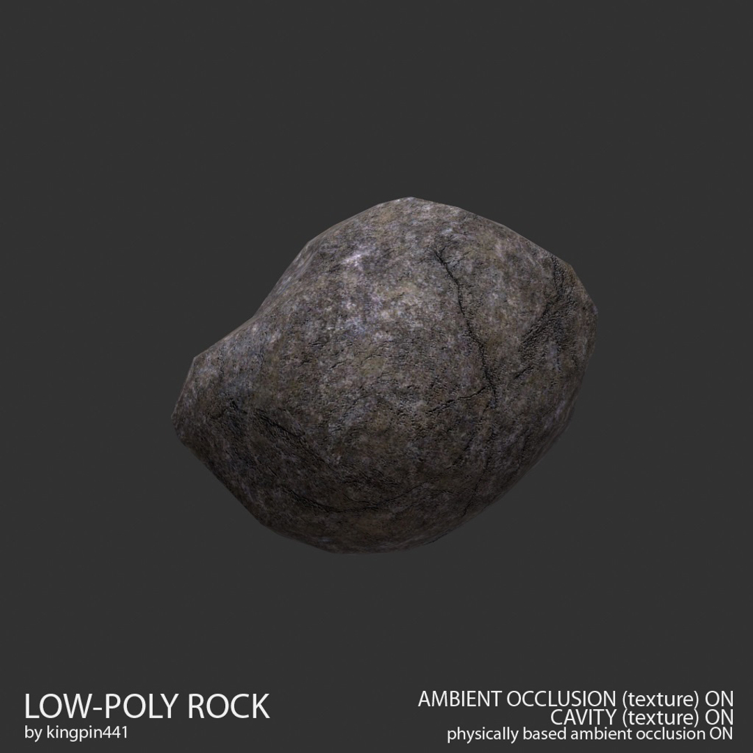low-poly rock 3d model