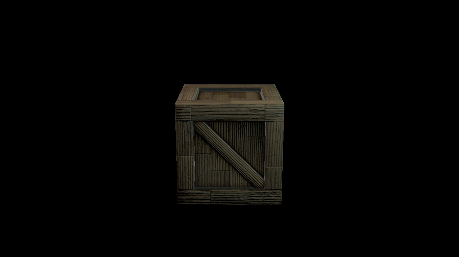 low-poly wooden crate blend