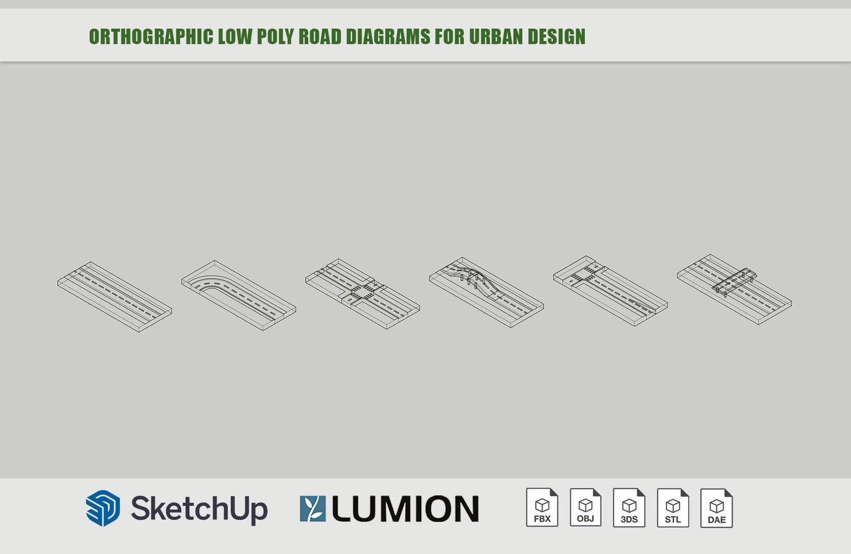 3D Model Orthographic Low Poly Road Diagrams For Urban Design Lowpoly ...