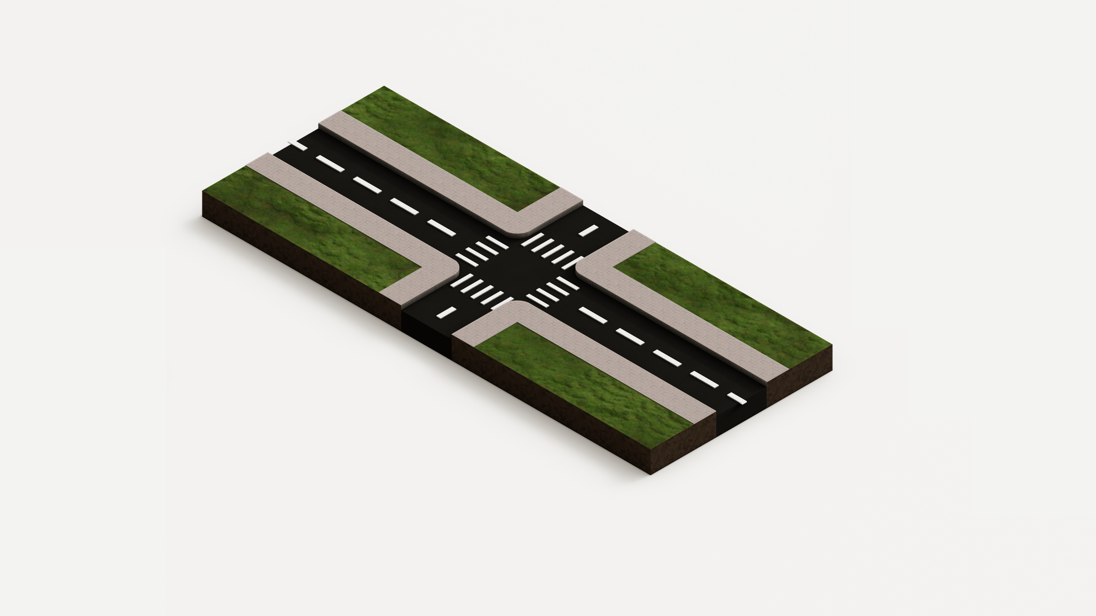 modelo 3d Orthographic low poly Road diagrams for urban design Lowpoly ...