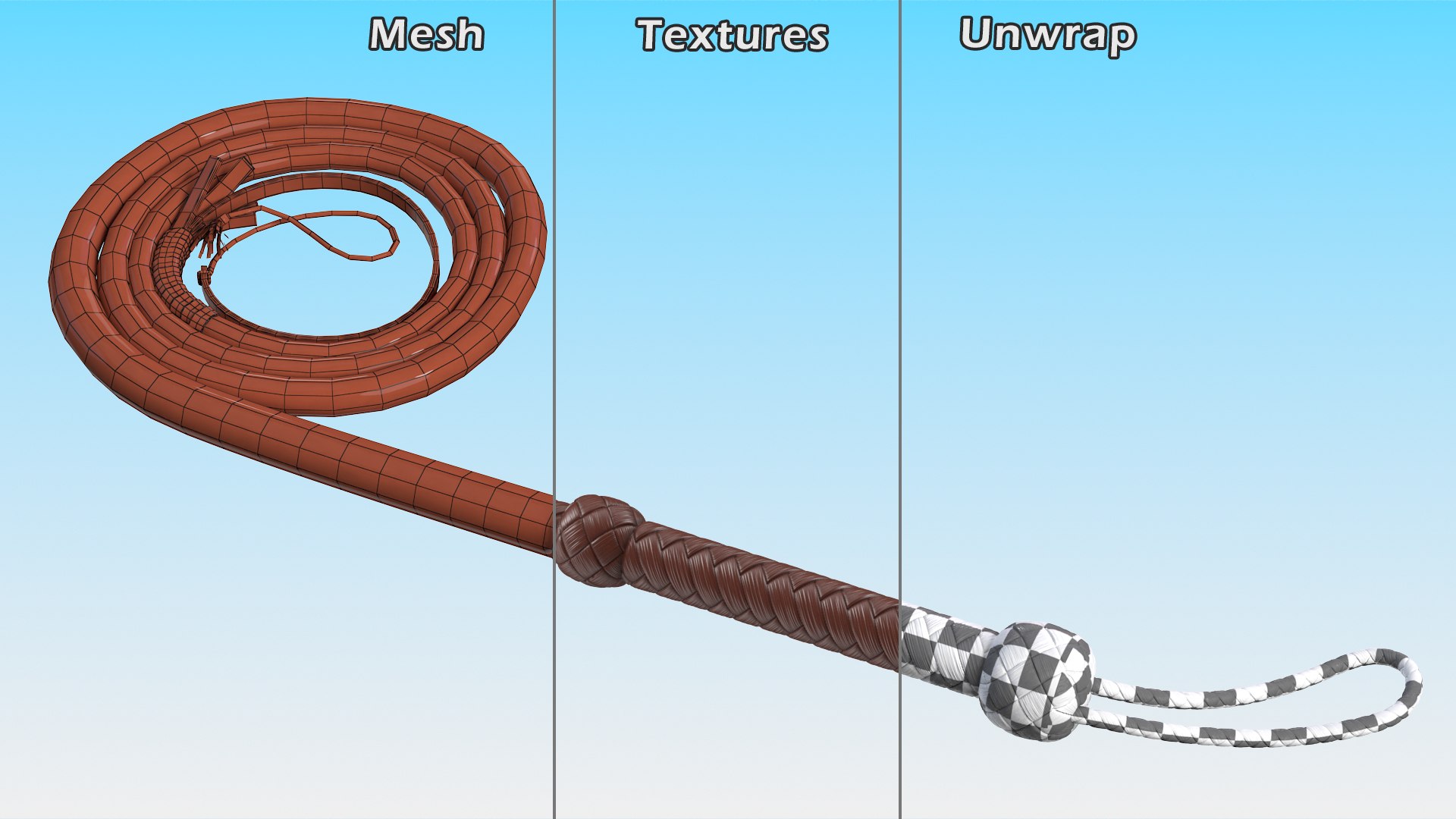 Brown Cowboy Whip Curved 3D model - TurboSquid 2099252