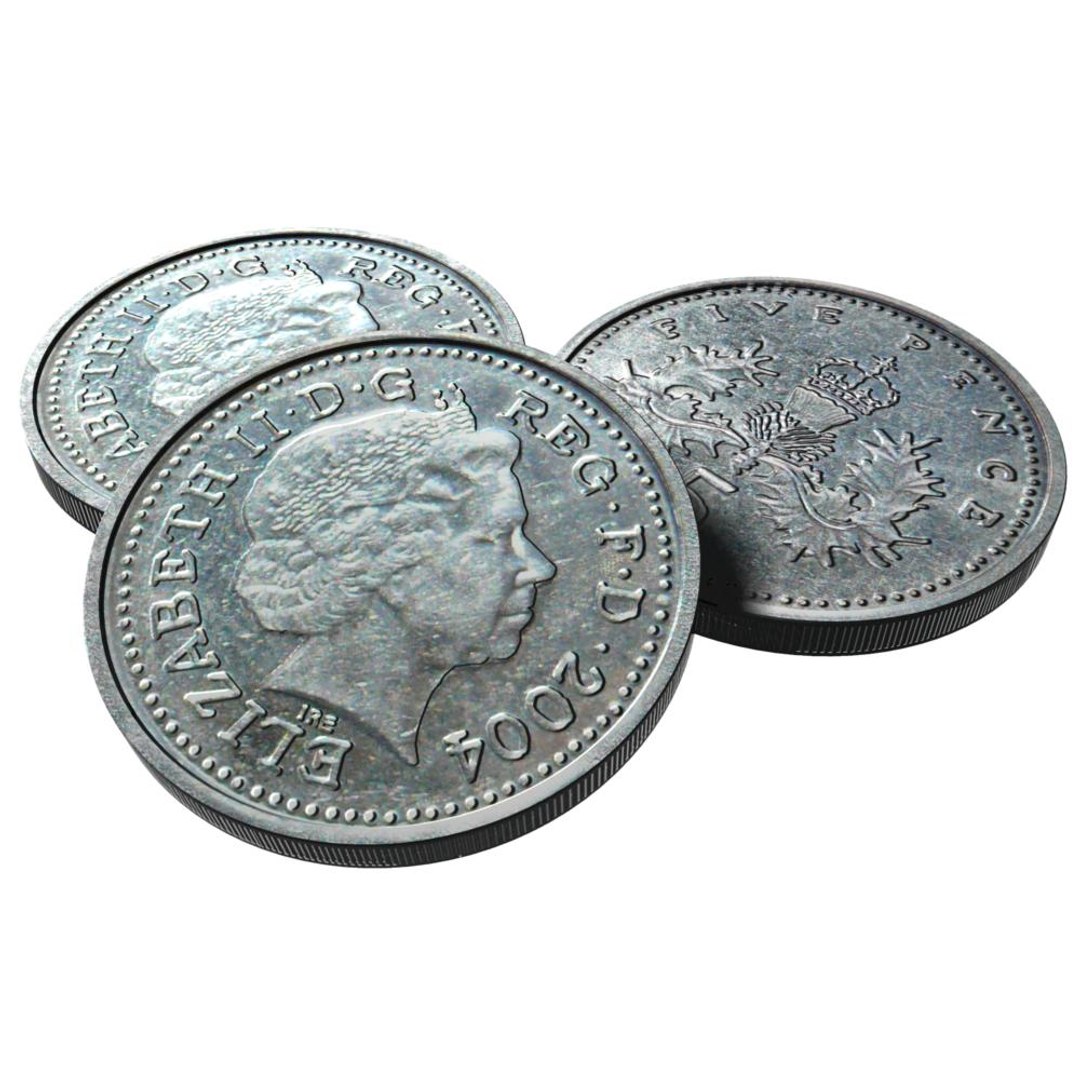 British 5 Pence 2004 3d Model