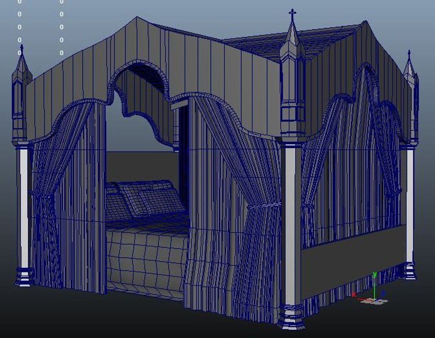 Gothic Canopy Bed 3d Obj