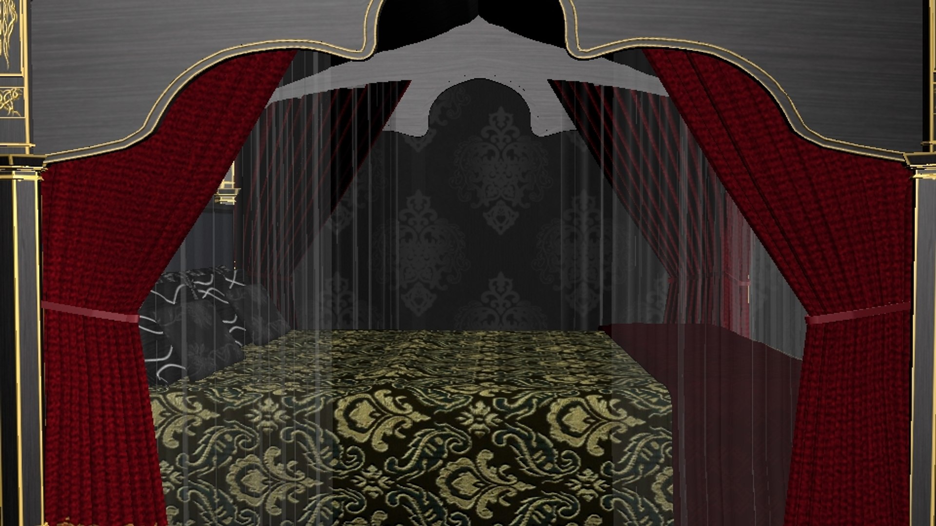 Gothic Canopy Bed 3d Obj