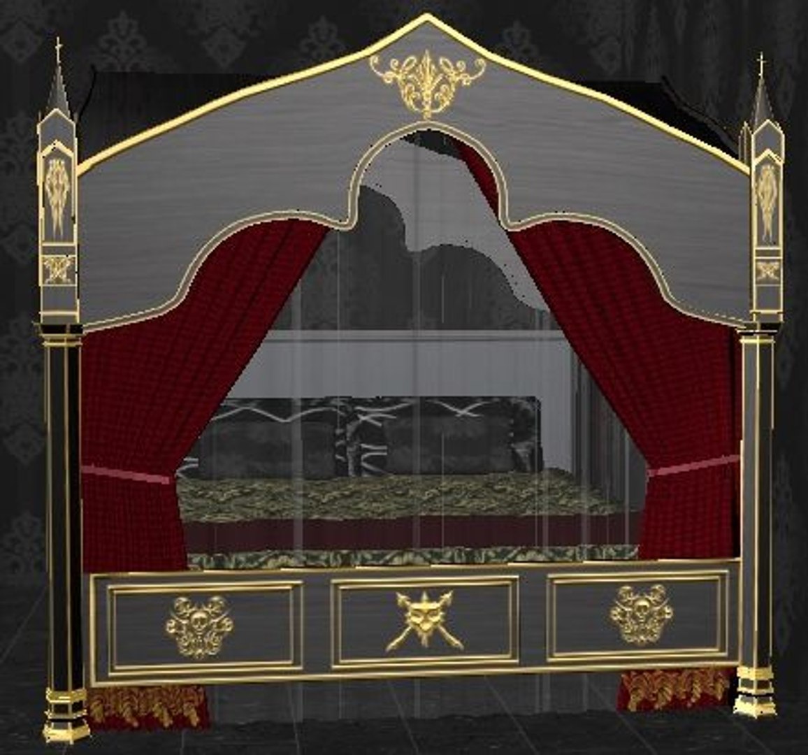 Gothic Canopy Bed 3d Obj