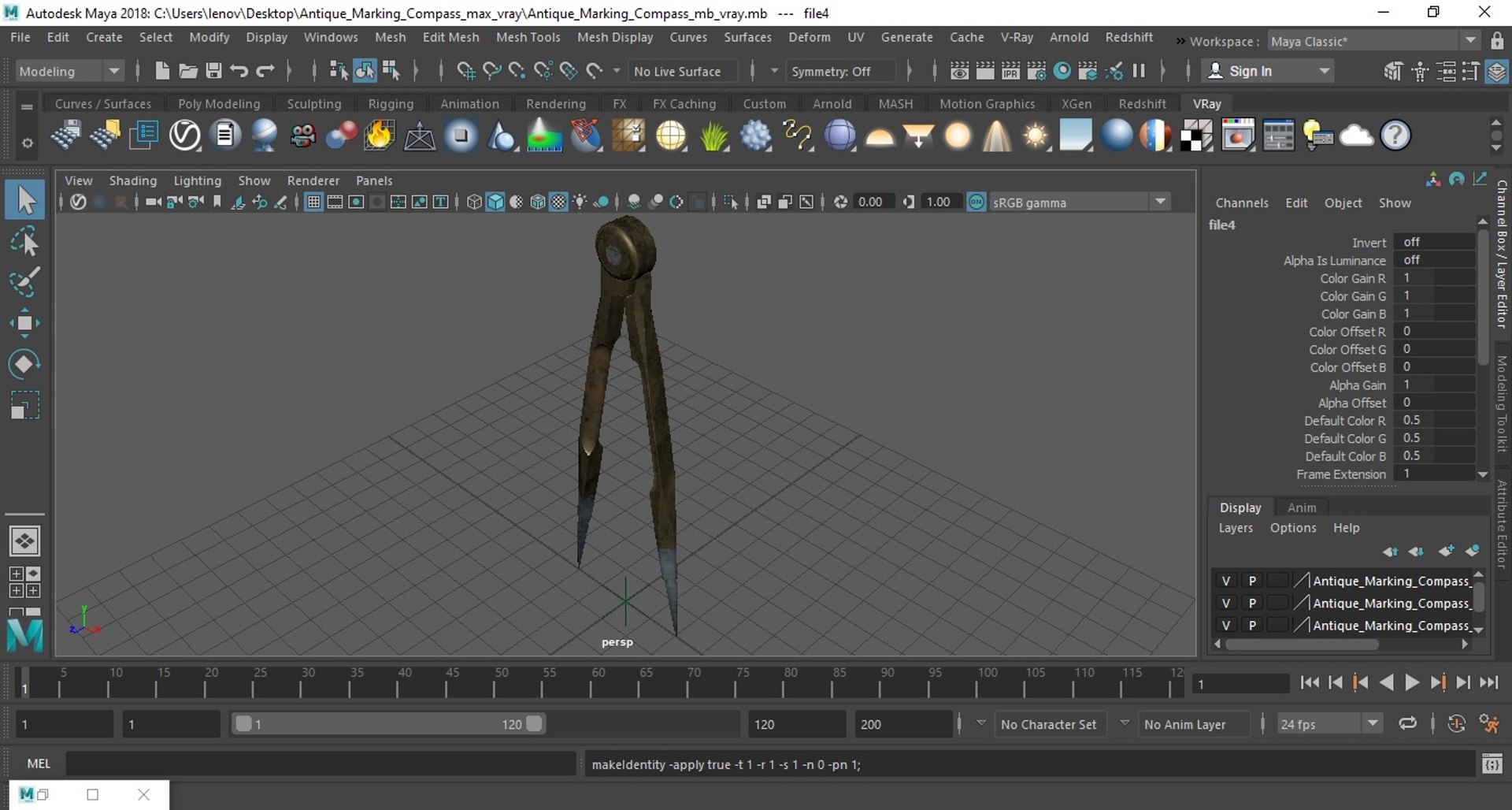 3D Antique Marking Compass - TurboSquid 2284549