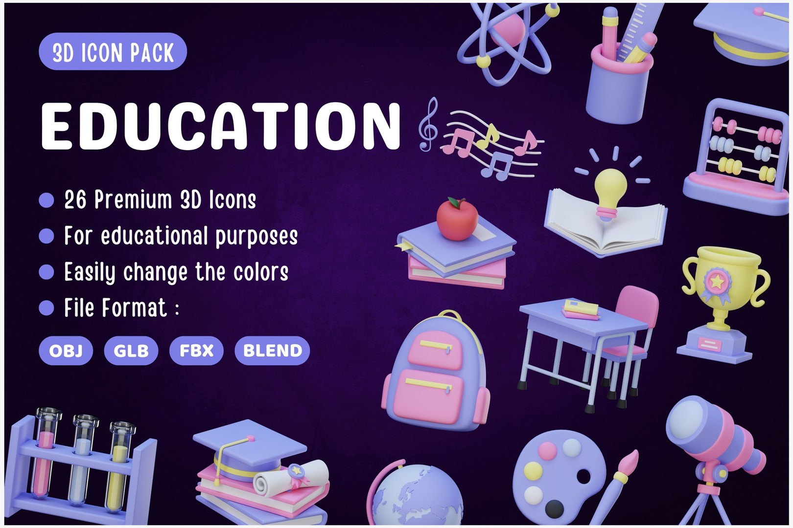 3D Education 3D Icon Pack Model - TurboSquid 2219866
