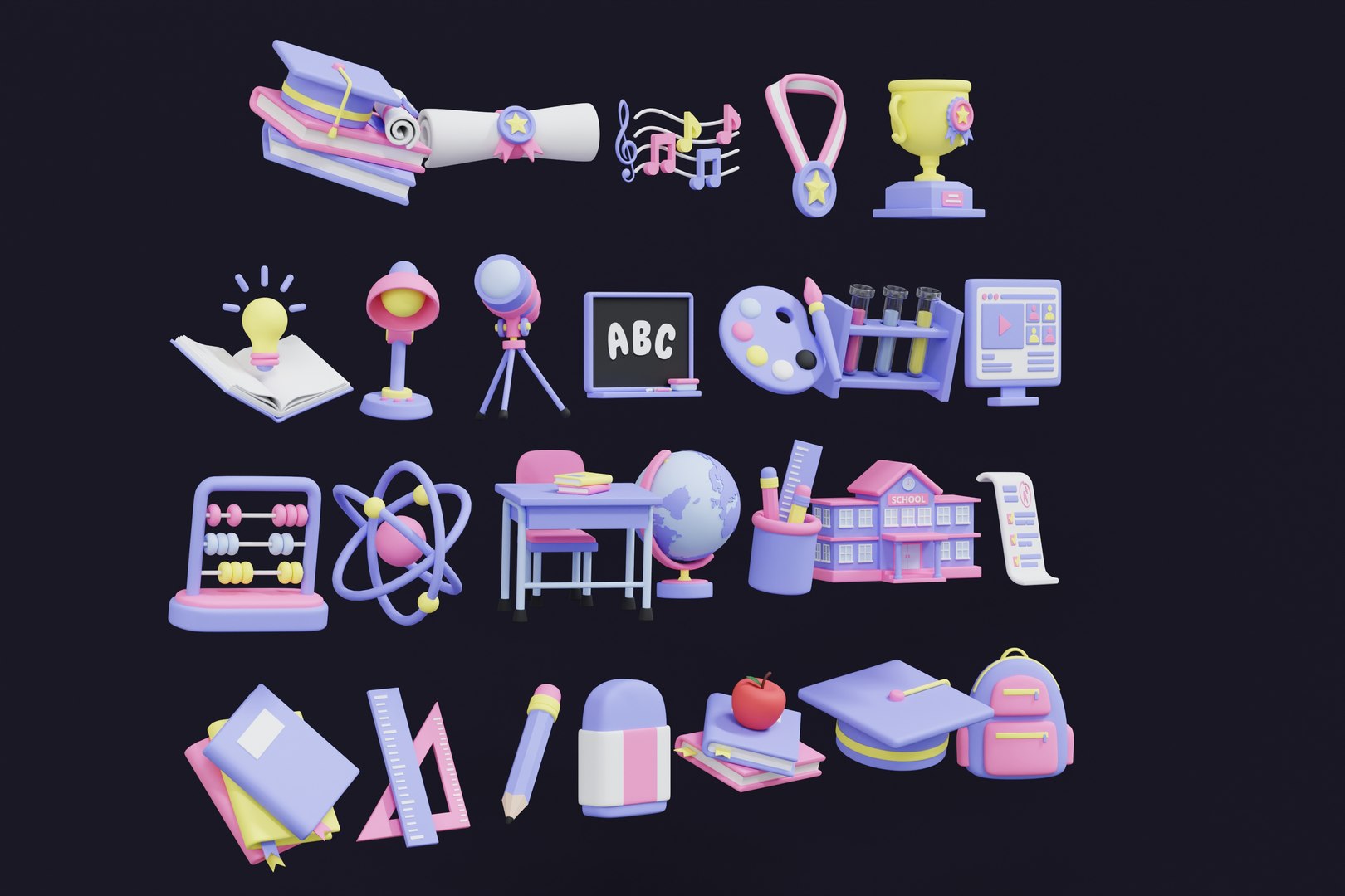 3D Education 3D Icon Pack Model - TurboSquid 2219866