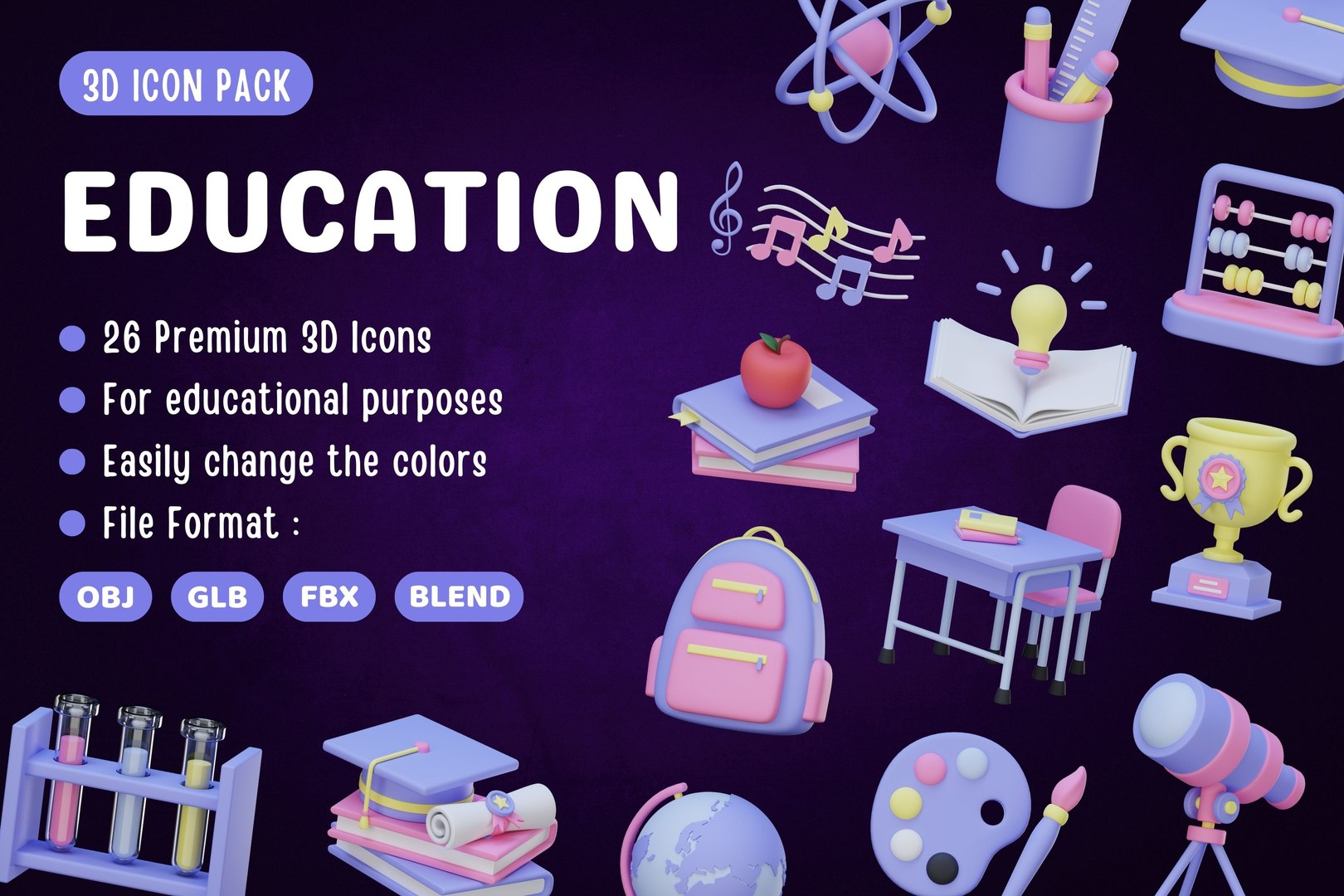 3D Education 3D Icon Pack Model - TurboSquid 2219866