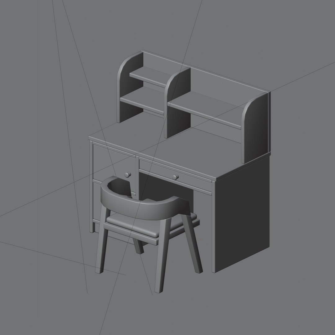 3D Study Desk - TurboSquid 2162437