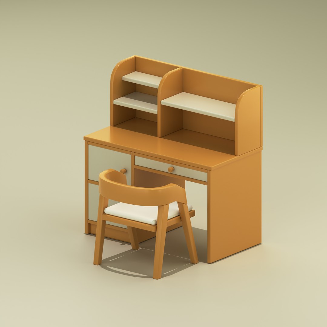 3D Study Desk - TurboSquid 2162437