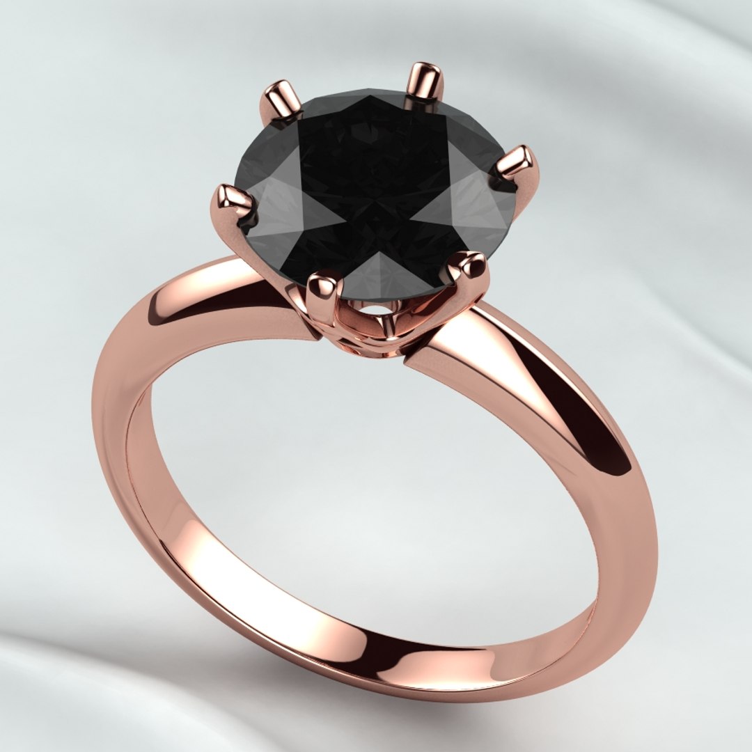 3D Single 9mm Diamond High Jewelry Gold Ring Model - TurboSquid 1892076