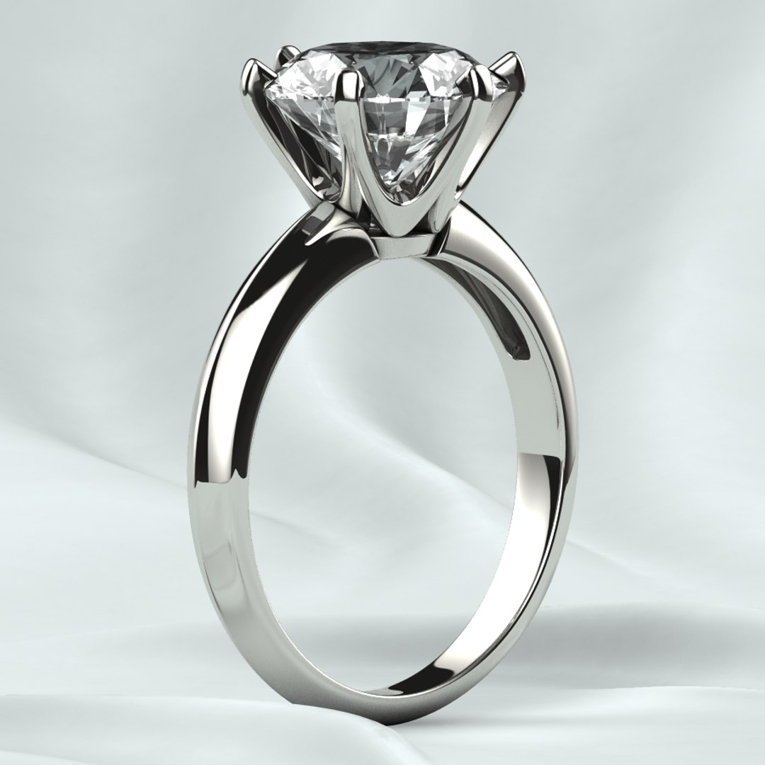 3D Single 9mm Diamond High Jewelry Gold Ring Model - TurboSquid 1892076