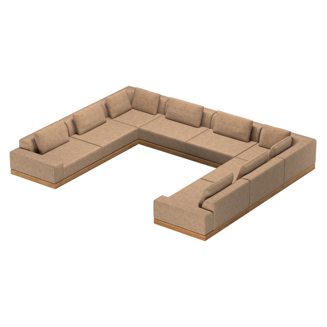 3D CORTONA TEAK MODULAR U-SECTIONAL Model - TurboSquid 2058759