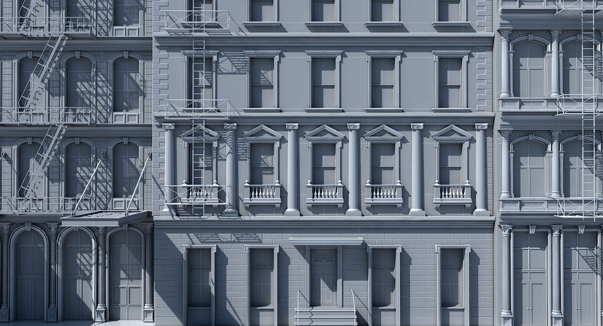 3D Model Tenement Building Facades - TurboSquid 1303321