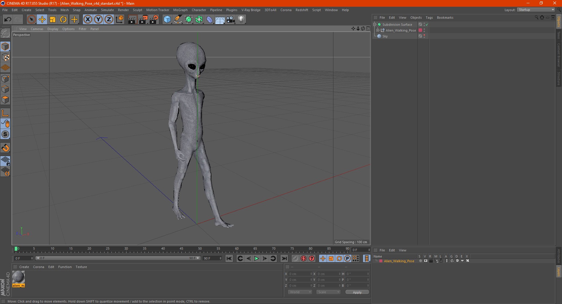 3D Model Alien Walking Pose - TurboSquid 1889297
