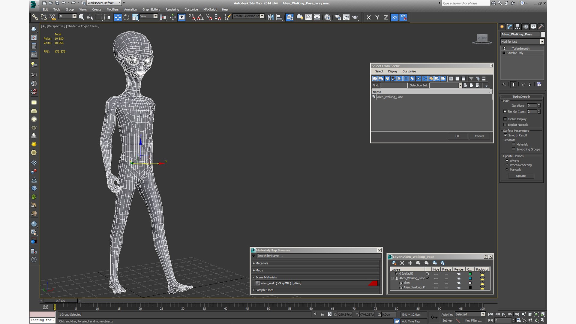 3D Model Alien Walking Pose - TurboSquid 1889297