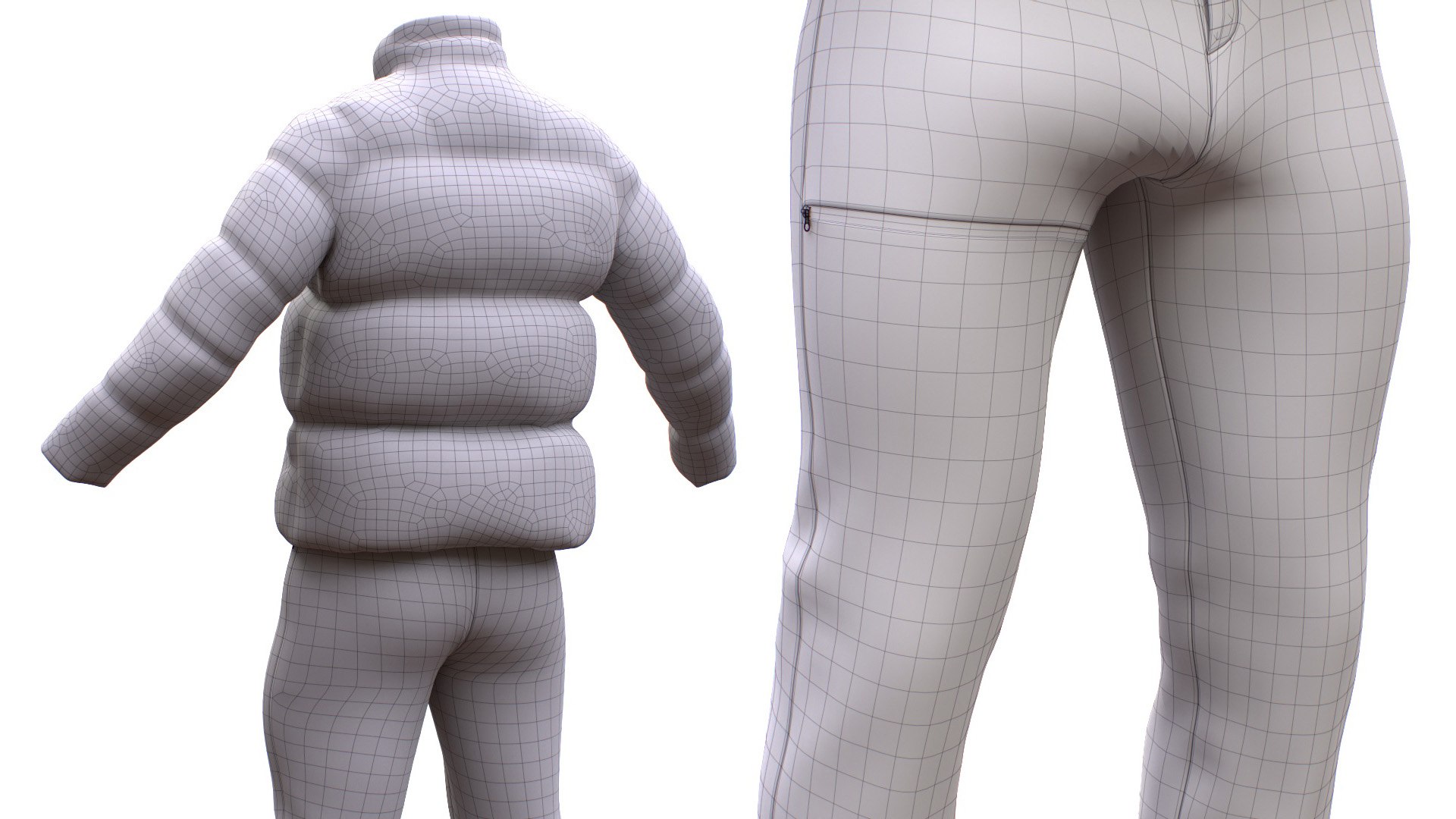 Mens Puffer Pants and Boots model - TurboSquid 1890676