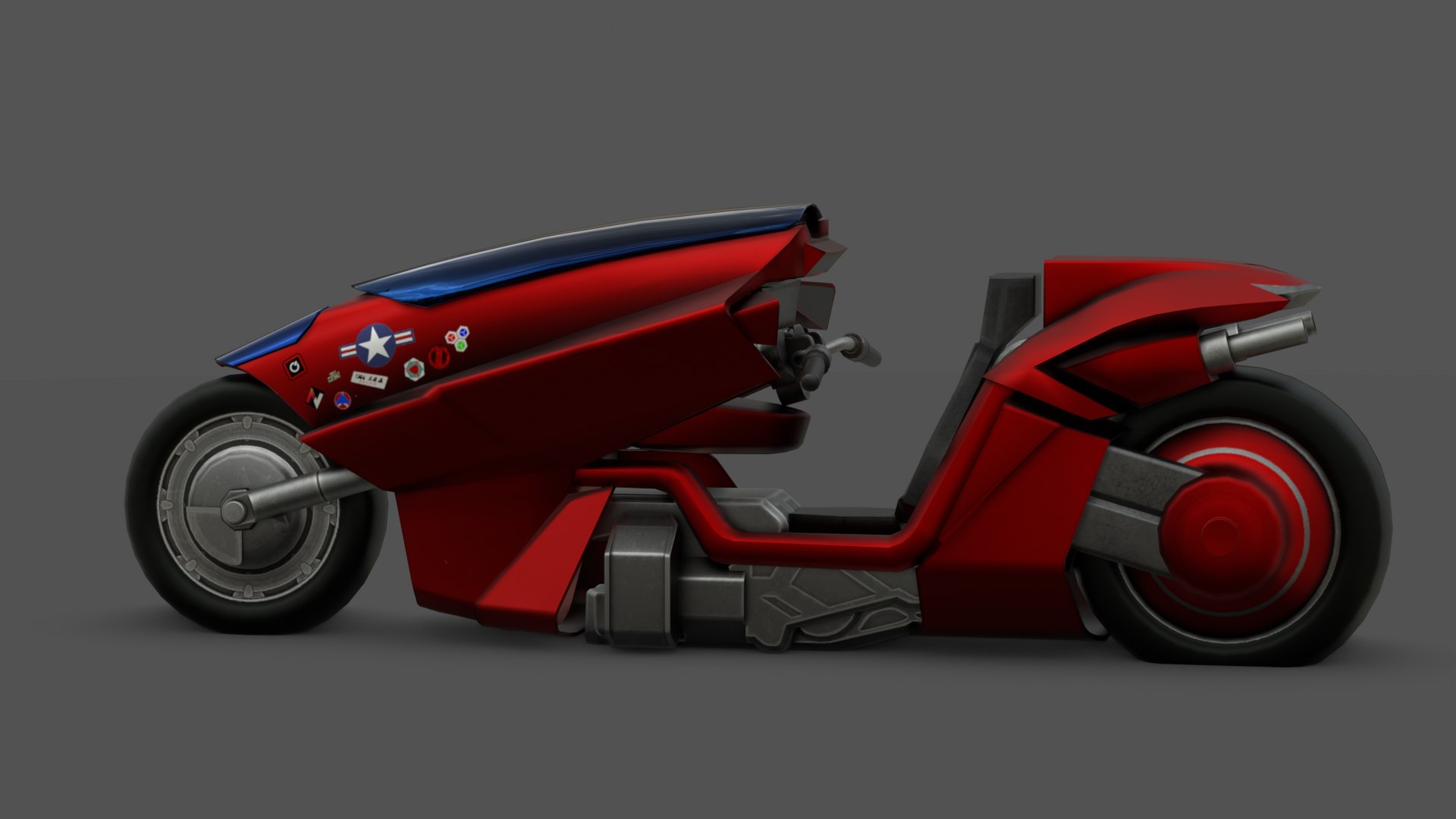 Akira Bike Futuristic Sci-Fi Motorcycle 3D Model Low-poly 3D Model 3D ...