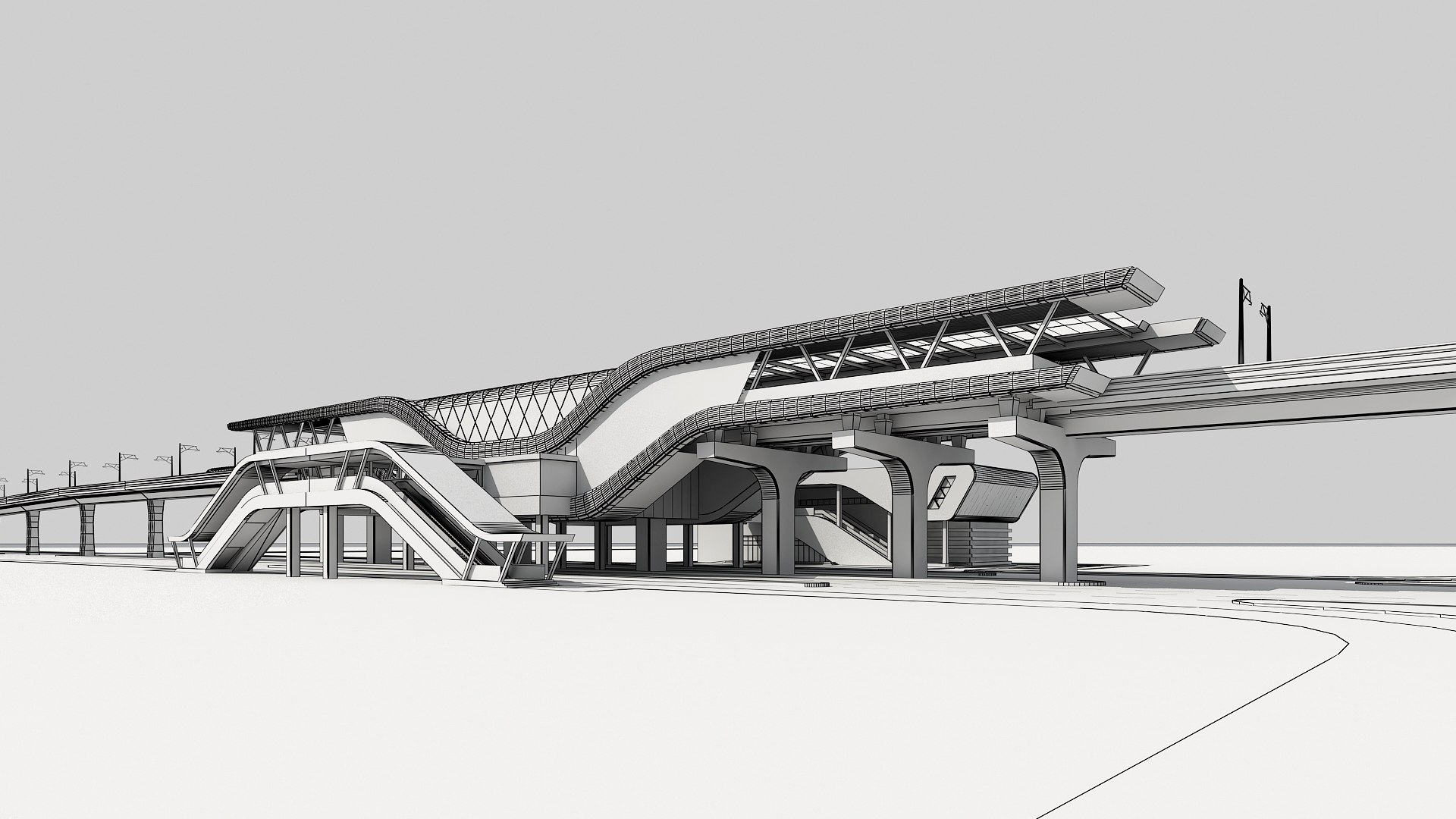 3D Model Light Rail Station Collection 03 - TurboSquid 2062536