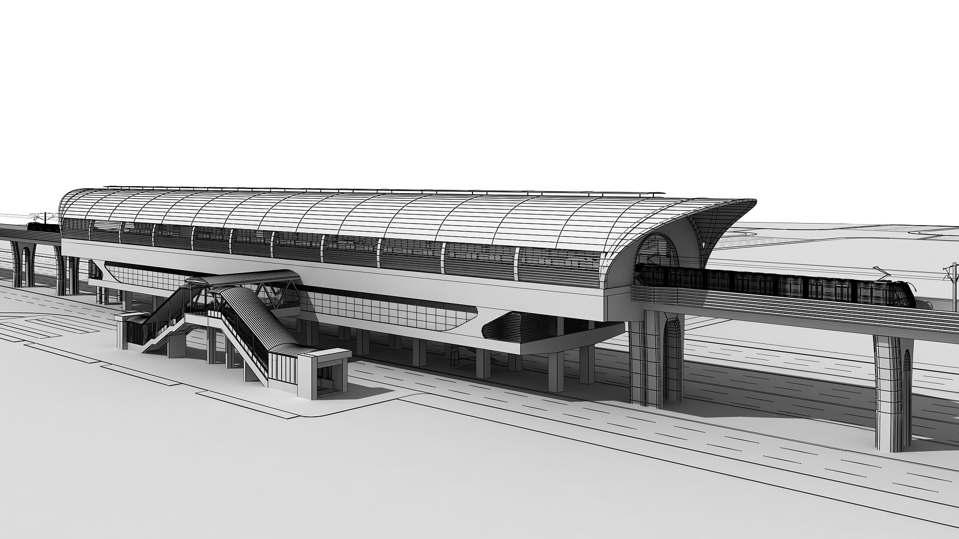3D Model Light Rail Station Collection 03 - TurboSquid 2062536