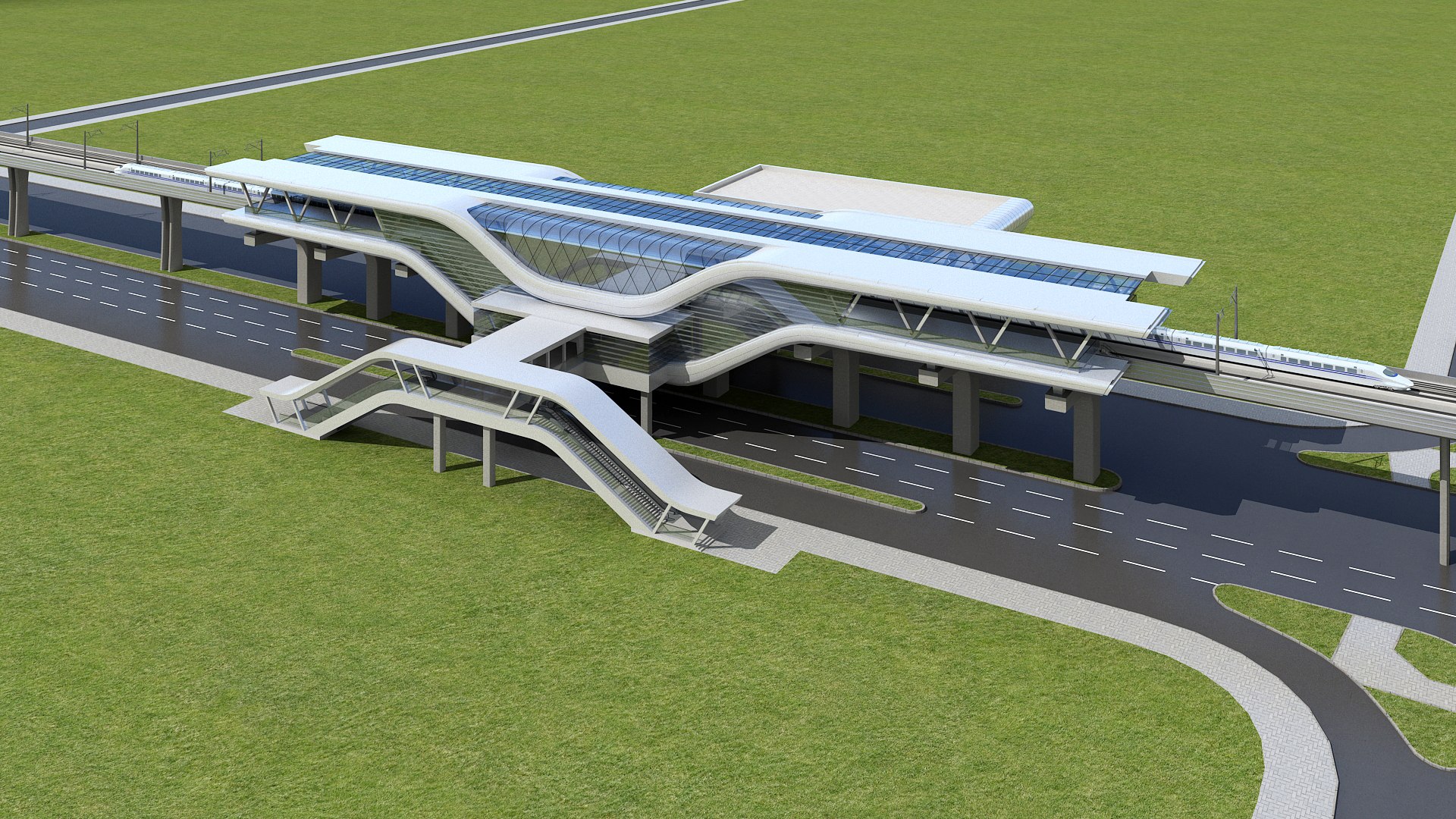 3D Model Light Rail Station Collection 03 - TurboSquid 2062536