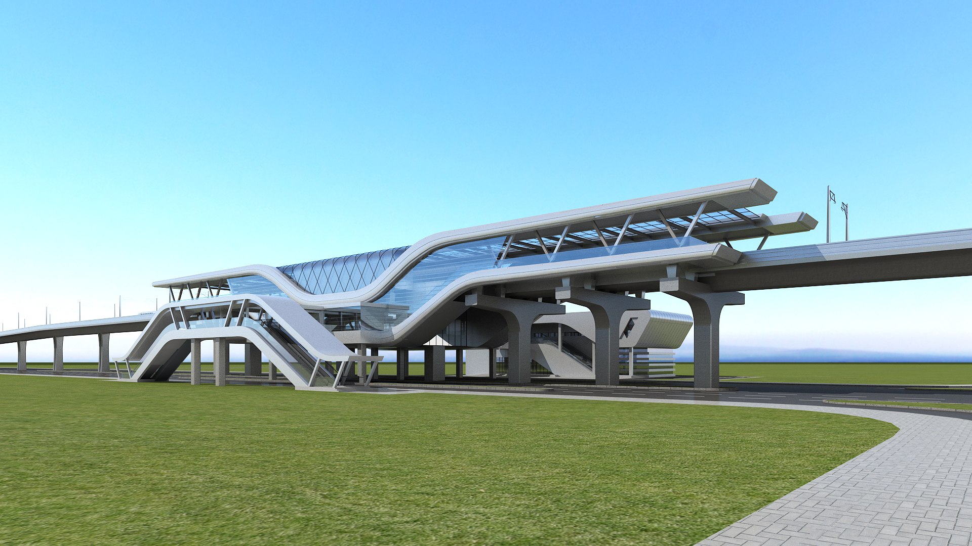 3D Model Light Rail Station Collection 03 - TurboSquid 2062536